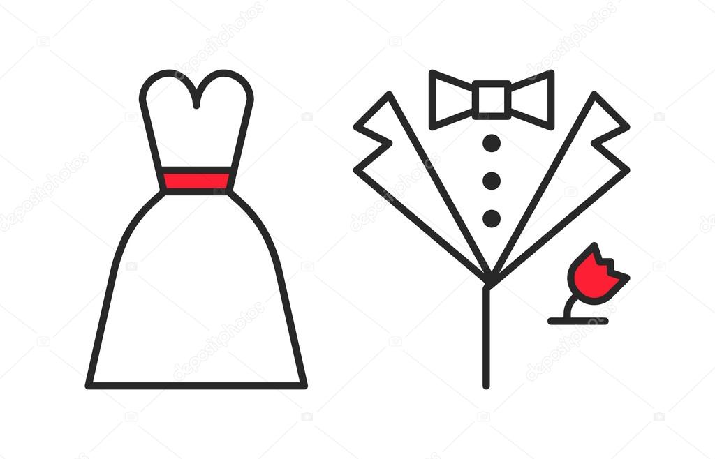 Wedding dress and suit — Stock Vector © chuckchee #89110246