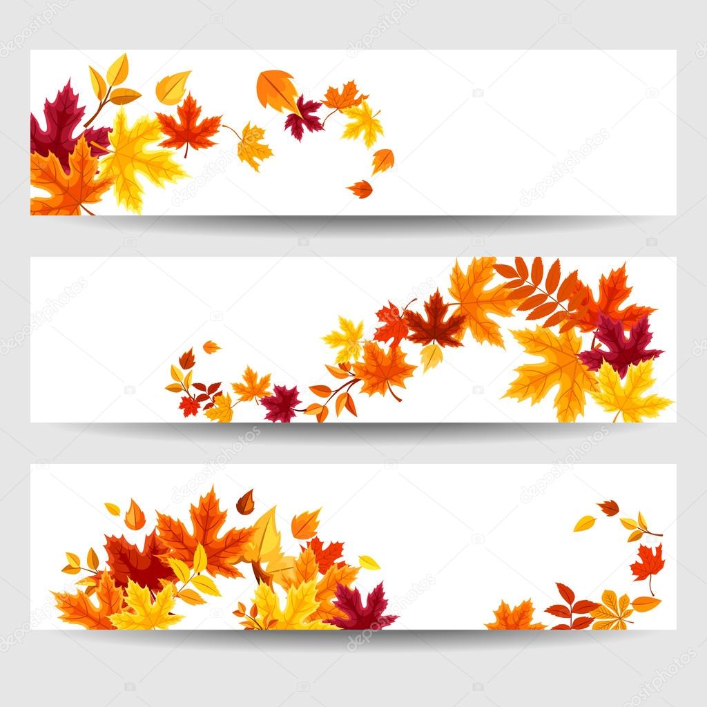 Vector Banners With Colorful Autumn Leaves — Stock Vector © Naddya