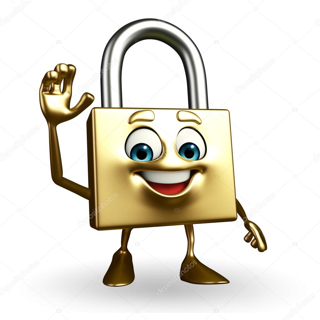 Lock Character is hello pose Stock Illustration by ©pixdesign123 #52420057
