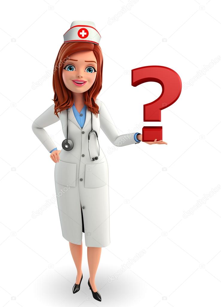Nurse Character with question mark Stock Photo by ©pixdesign123 55470193
