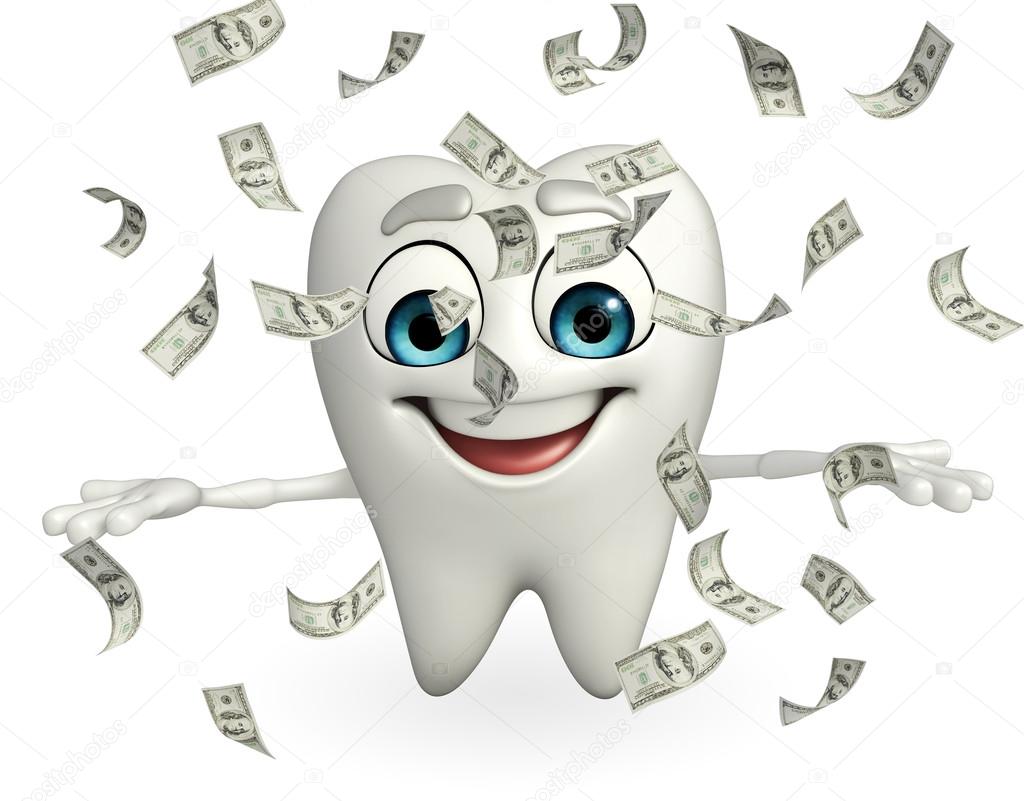 Teeth character with dollars Stock Photo by ©pixdesign123 55481505