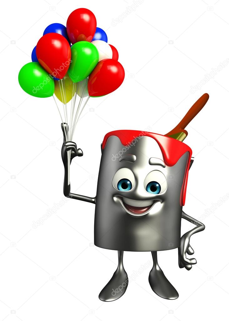 Paint Bucket Character with Balloon Stock Illustration by ©pixdesign123 ...