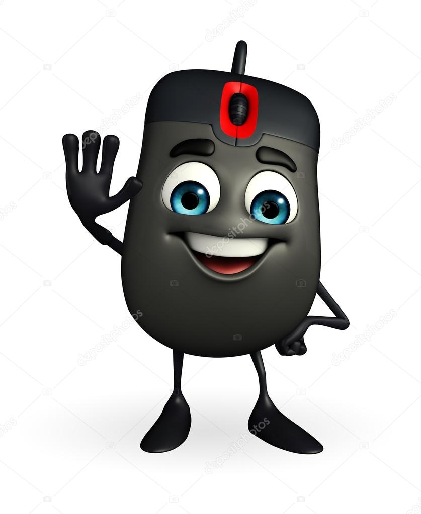 Computer Mouse Character with stop pose Stock Illustration by ...