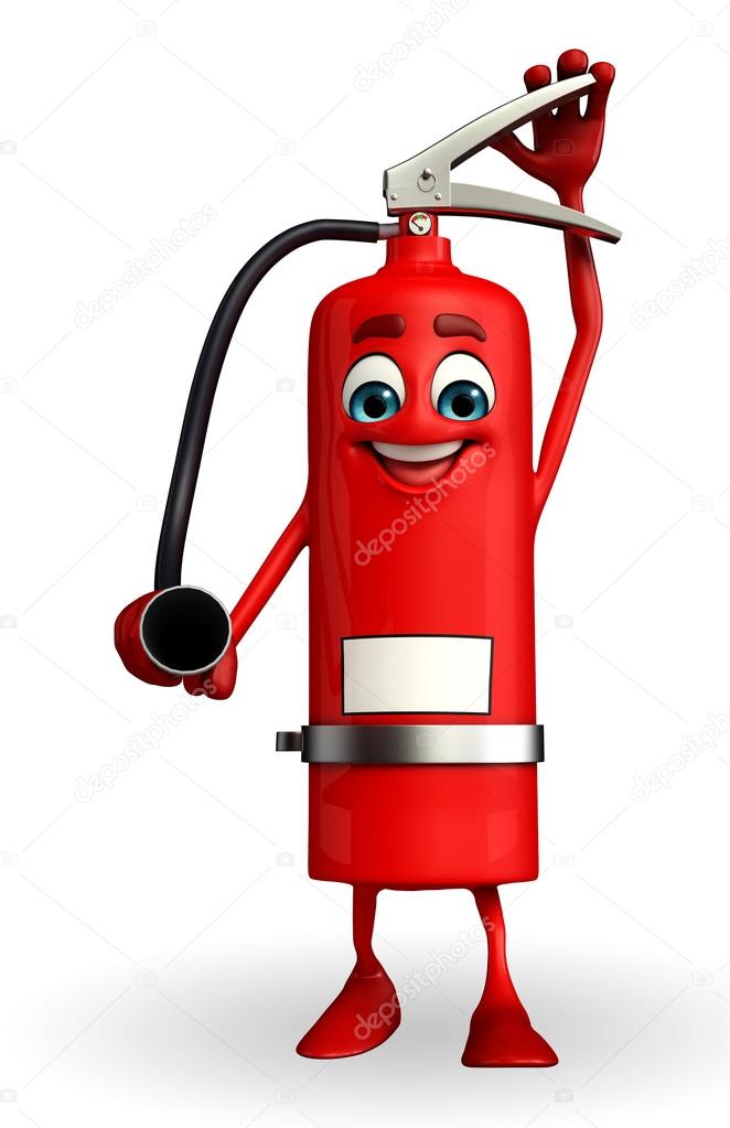 Fire Extinguisher carácter está funcionando Ilustración de stock de ...