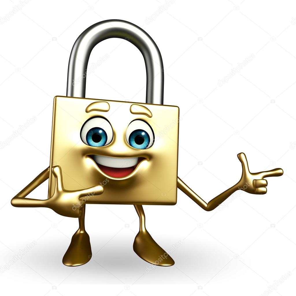 Lock Character is pointing Stock Illustration by ©pixdesign123 #55512867