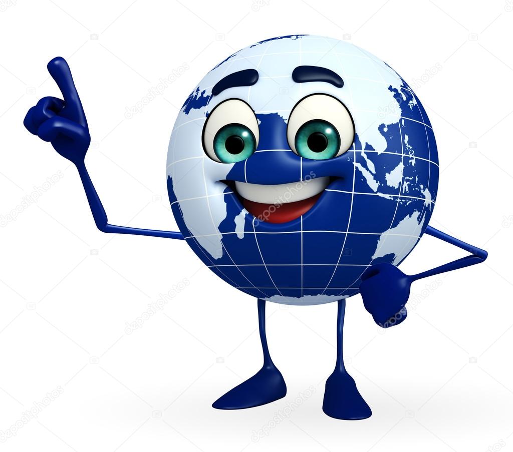 Globe Character is pointing Stock Illustration by ©pixdesign123 #55558963