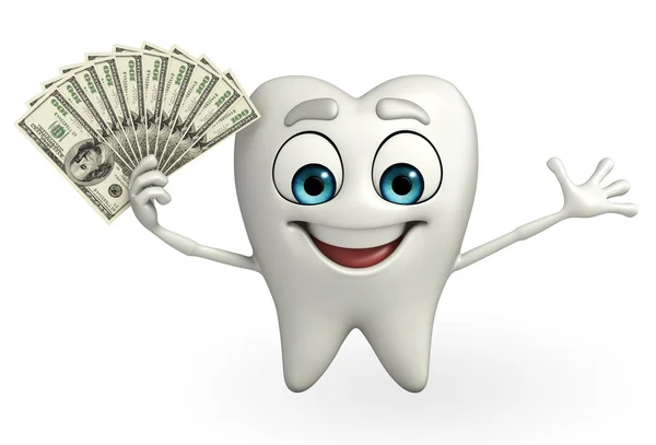 Teeth character with dollars Stock Photo by ©pixdesign123 55481505