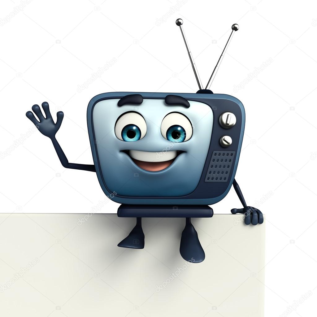 TV character with sign Stock Illustration by ©pixdesign123 #55584981
