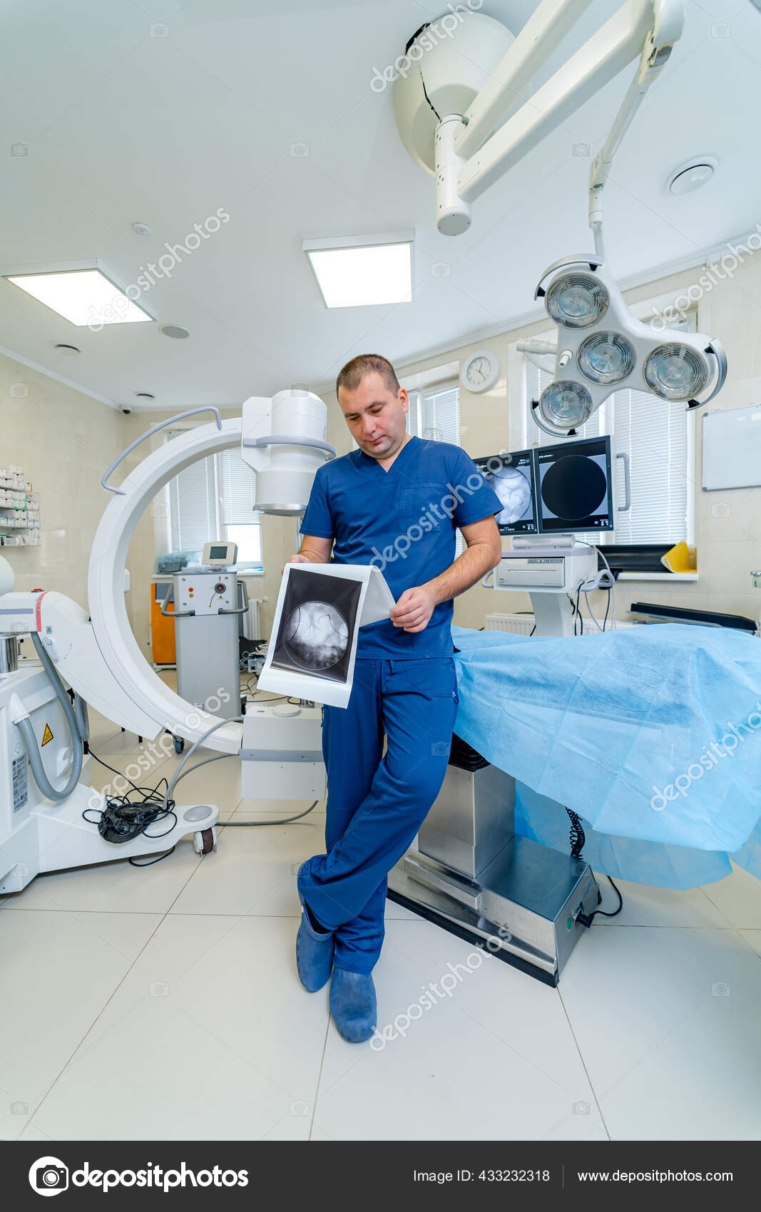 Radiologist Neurosurgeon Standing Tech Modern Operating Room Robotic ...