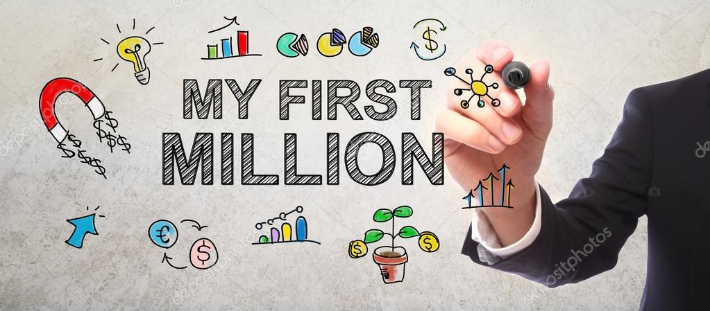 Businessman drawing My First Million concept — Stock Photo © Melpomene ...