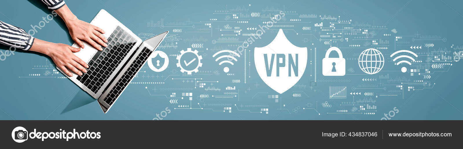 VPN concept with person using laptop — Stock Photo © Melpomene #434837046