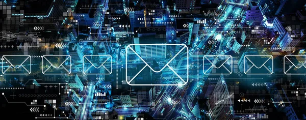 Email concept with aerial view of city - Stock Image - Everypixel