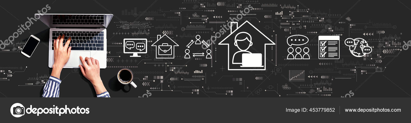 Remote Work theme with person using laptop Stock Photo by ©Melpomene ...