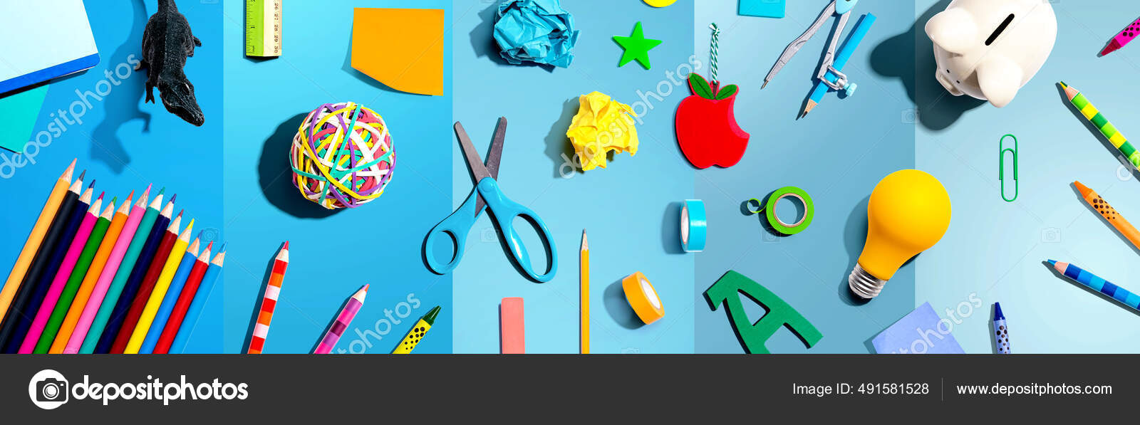 Collection of school supplies — Stock Photo © Melpomene #491581528