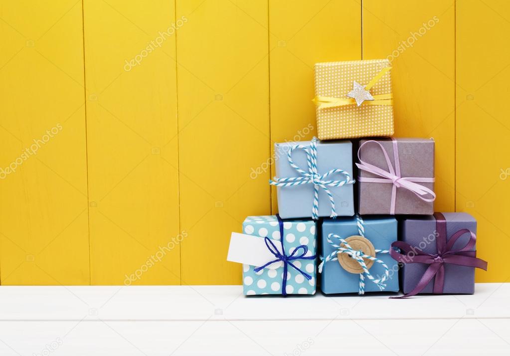 Stack of little present boxes Stock Photo by ©Melpomene 85237868