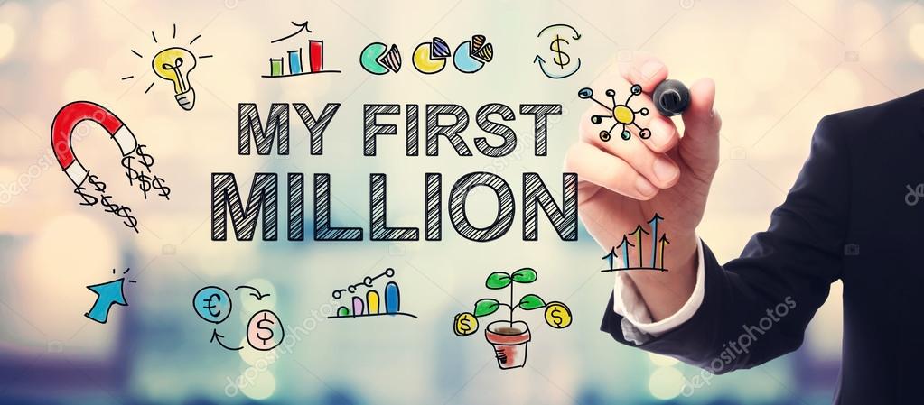 Businessman drawing My first Million concept — Stock Photo © Melpomene ...