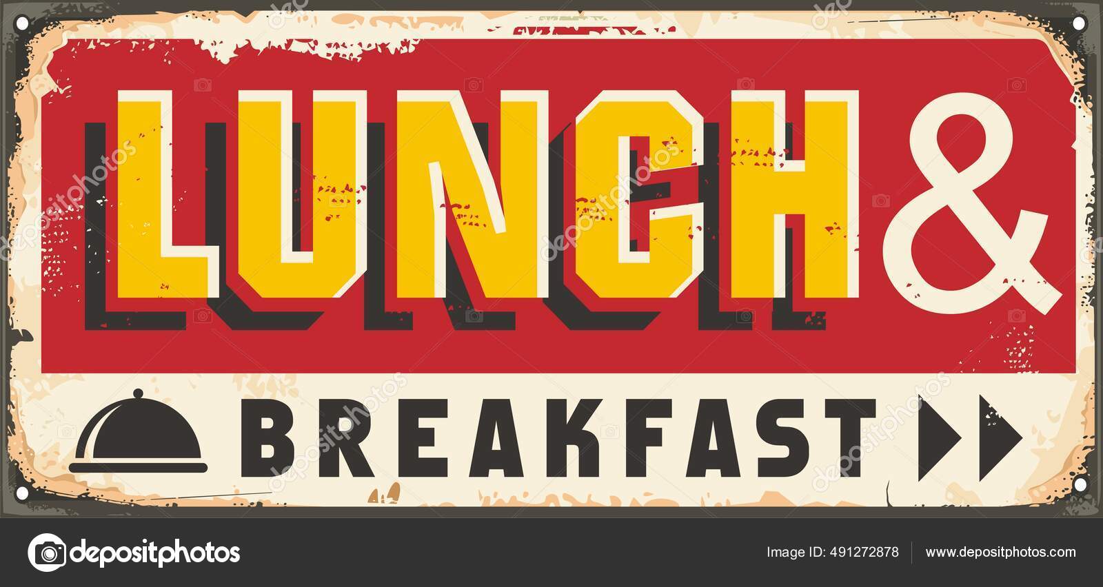Lunch Breakfast Retro 1950S Tin Sign Template Vintage Diner Signage ...