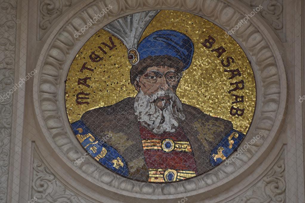 Matei Basarab mosaic above front of Romanian Atheneum, Bucharest ...