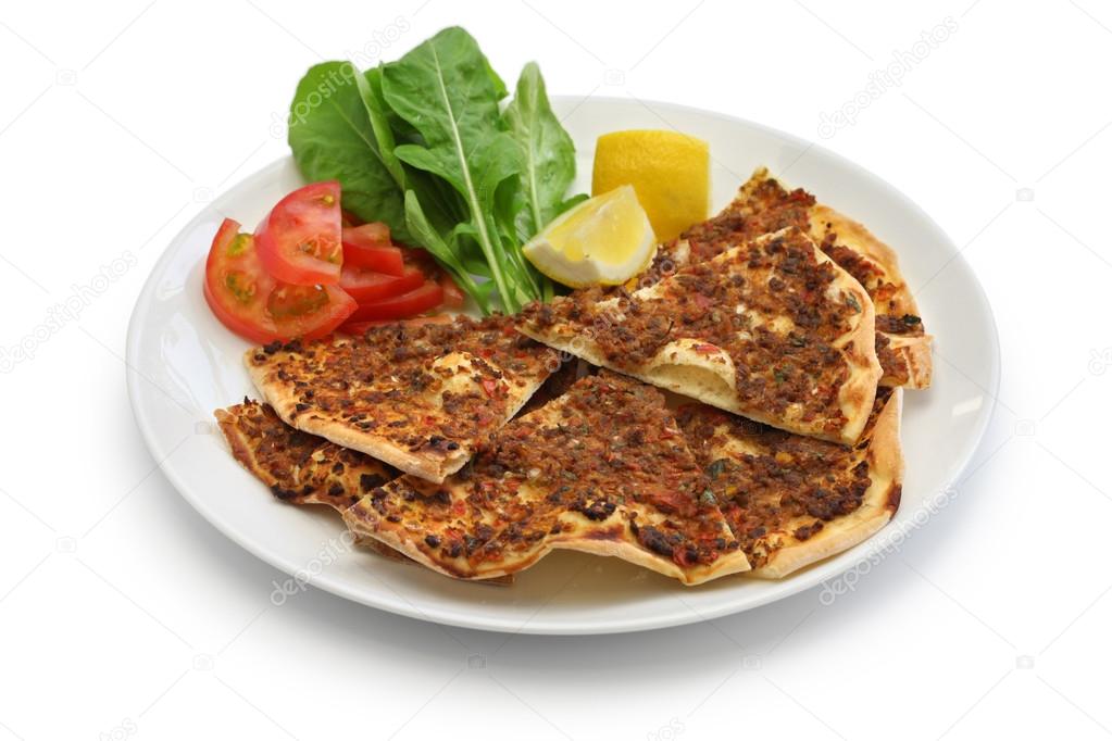 Lahmacun, turkish minced meat pizza — Stock Photo © asimojet #80152648