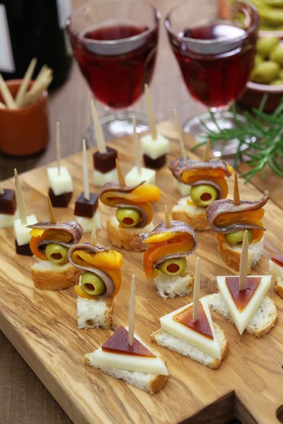 Canapes Toothpicks Appetizer Pinchos Spanish Food Stock Photo by ...