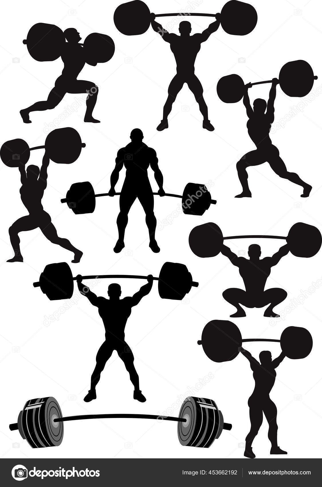 Angkat Besi Siluet Angkat Besi Kekuatan Latihan Berat Badan Binaraga ...