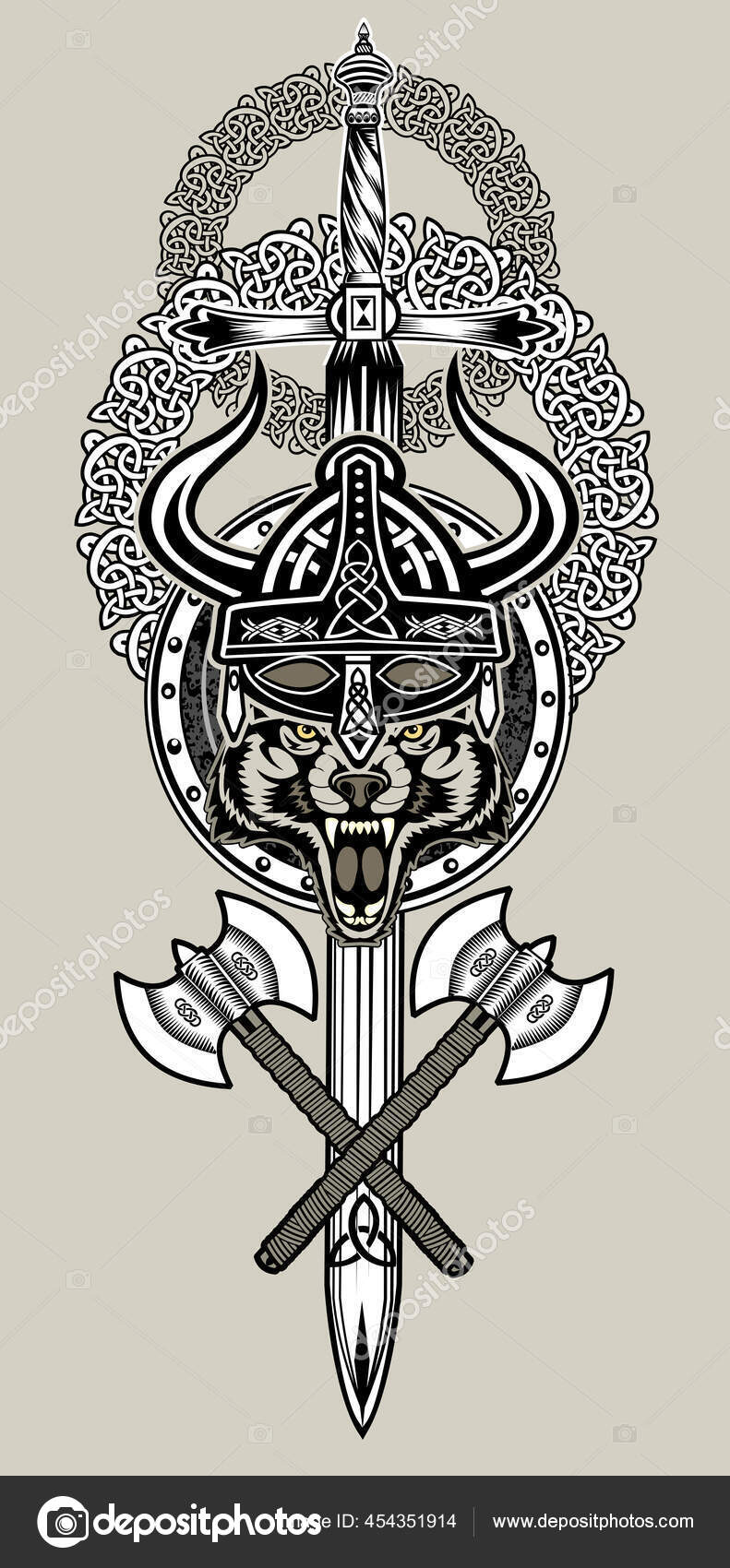 Viking Helmet Tattoo