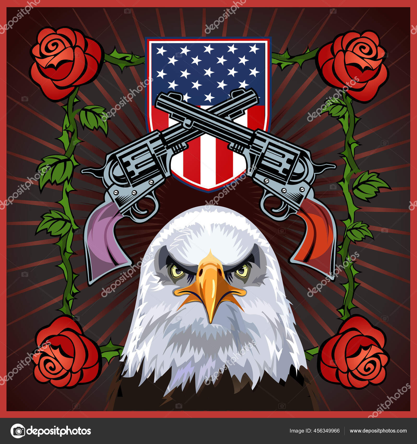 American Eagle Flag Revolvers Stock Vector by ©eugeneharnam 456349966