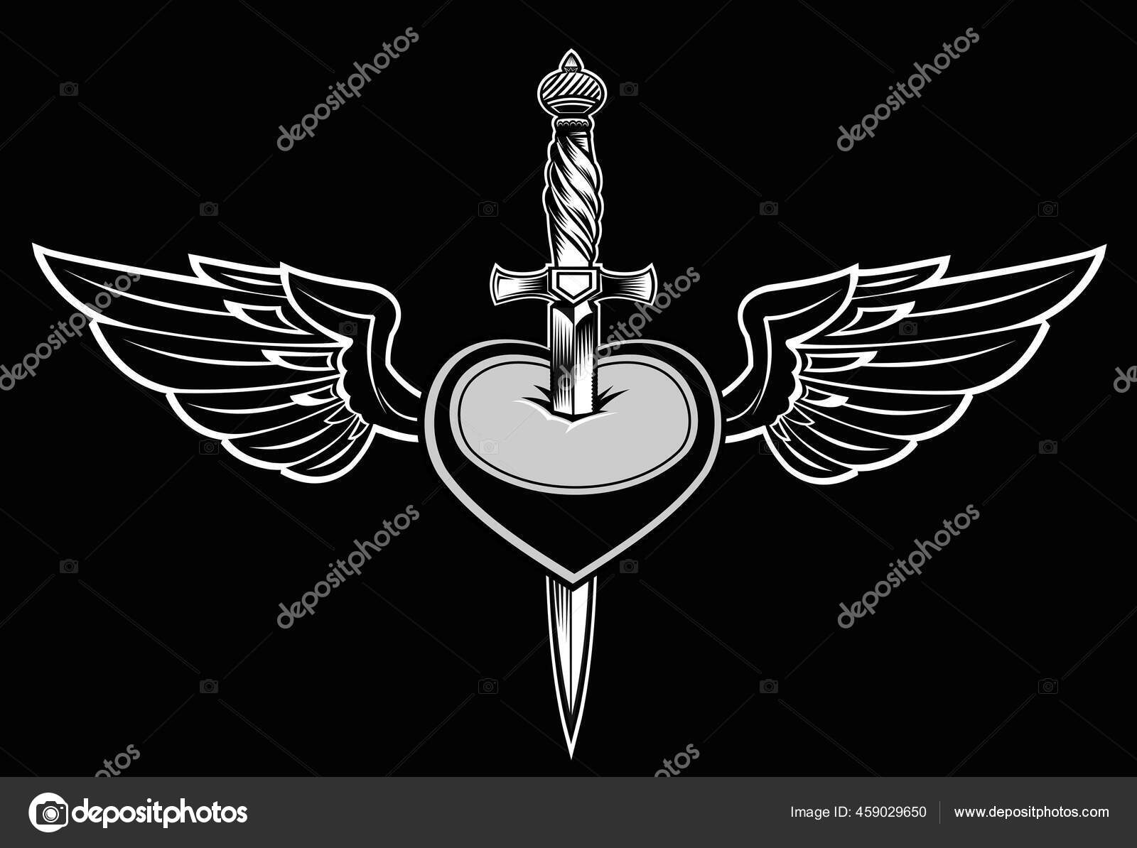 Heart With Dagger And Wings