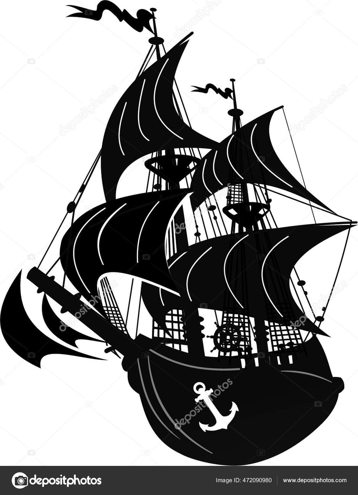 Illustration Old Pirate Ship Stock Vector Image By ©eugeneharnam 472090980