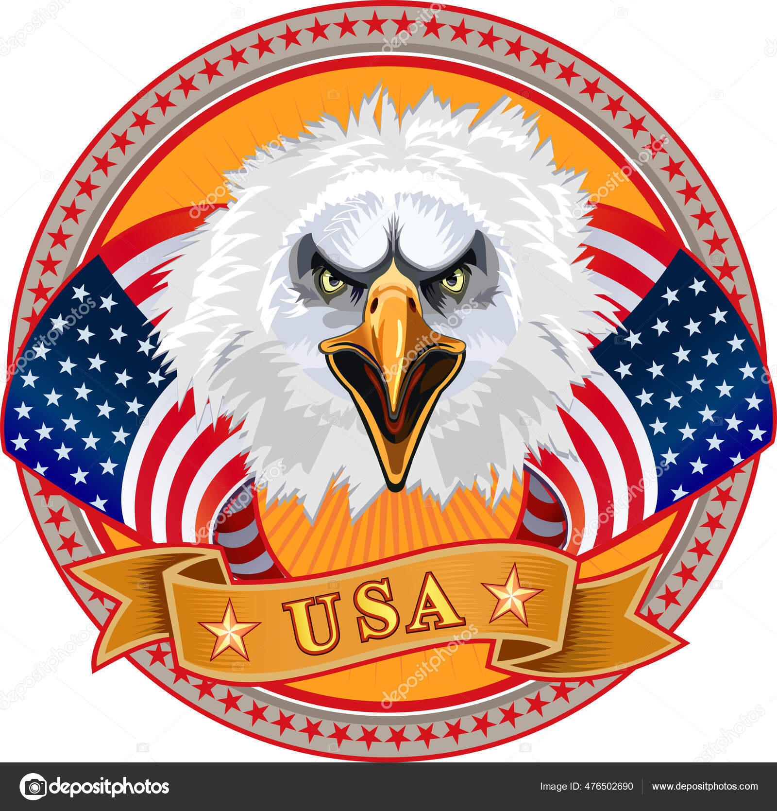 American Redoubtable Eagle Con Banderas Vector de stock #476502690 de ...