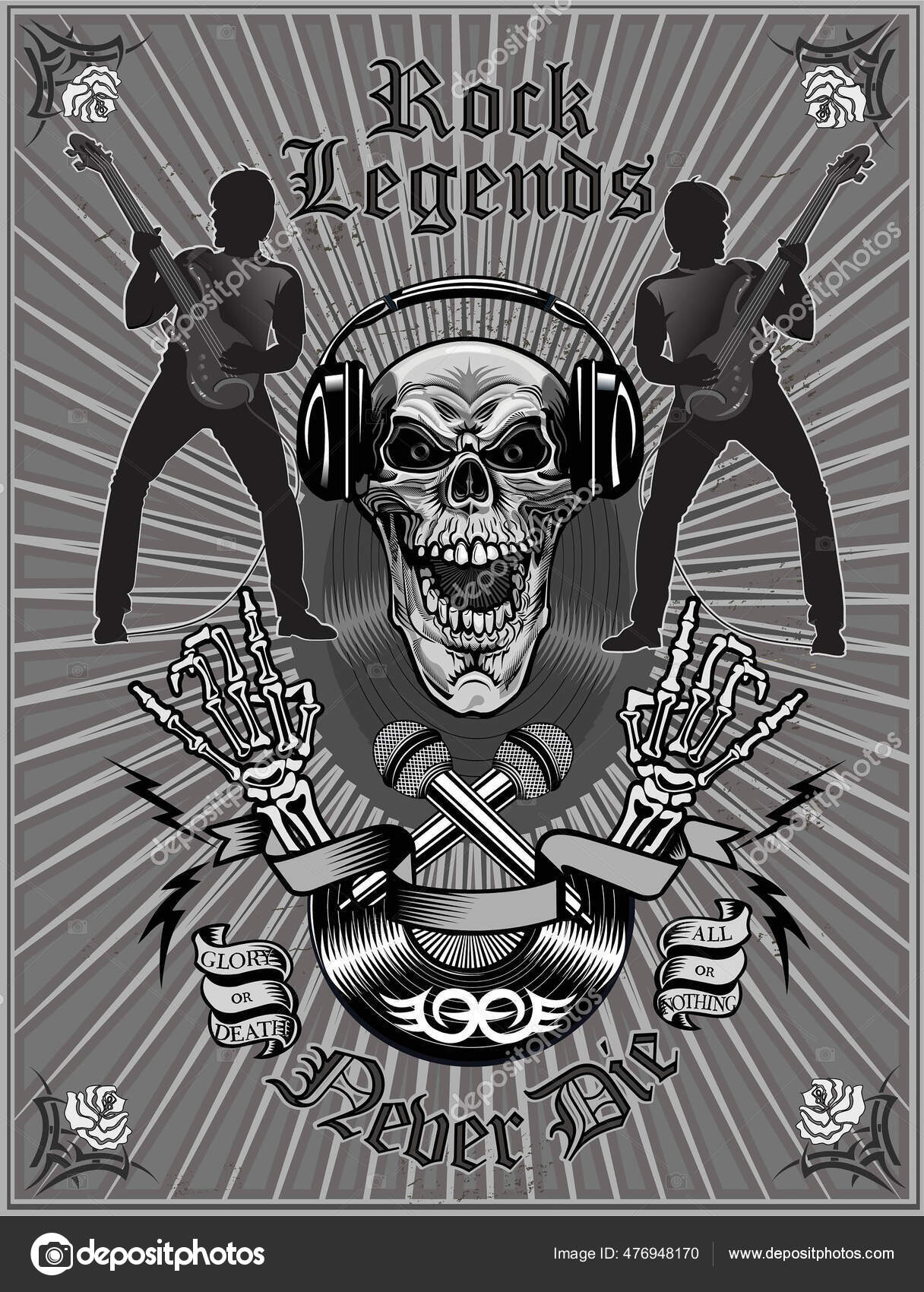 Rock Legends Rock Legends Never Die Stock Vector Image by ©eugeneharnam ...