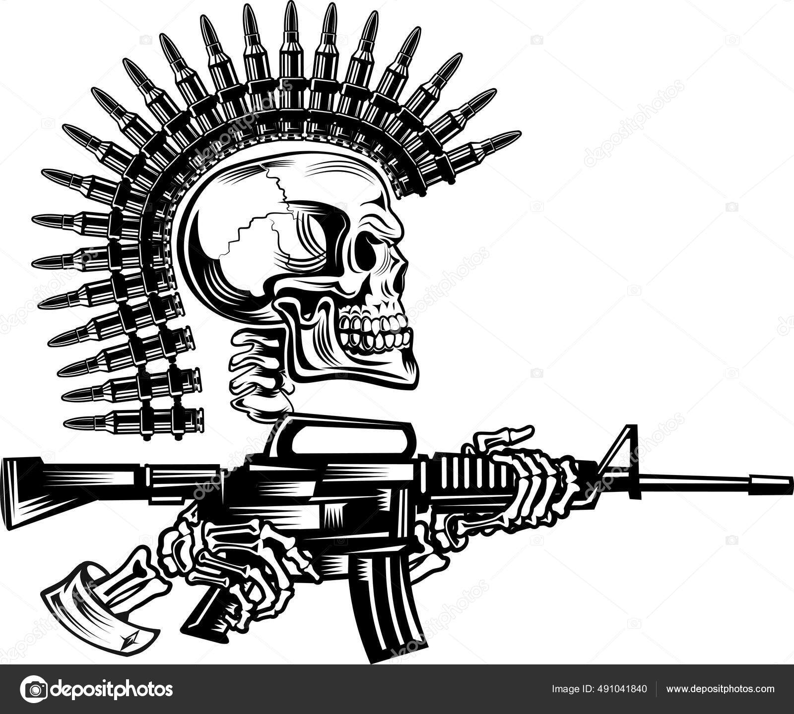 Skeleton Guns Cartridges Rifle Stock Vector by ©eugeneharnam 491041840