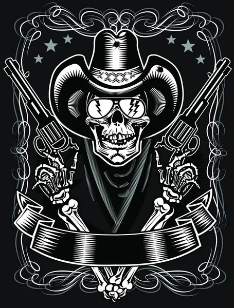 Outlaw Skull With Guns