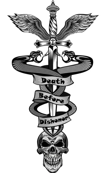 Death Before Dishonor Skull Tattoo