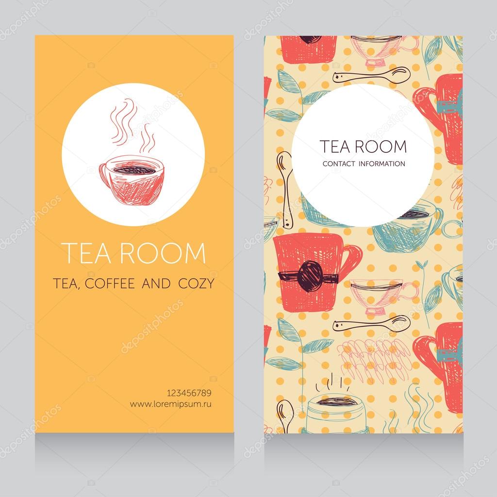 Tea room business card template — Stock Vector © ghouliirina #53805387