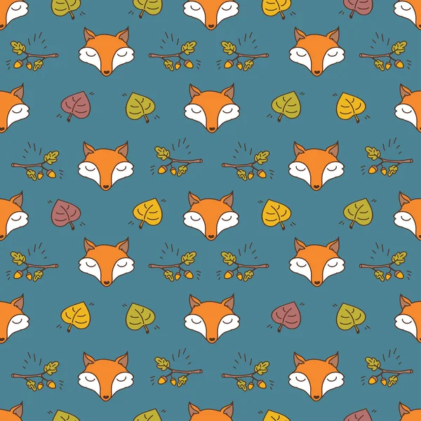 Seamless texture with cute fox and oak branch Stock Vector Image by ...