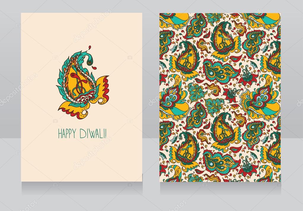 Indian style cards, vector illustration — Stock Vector © ghouliirina ...