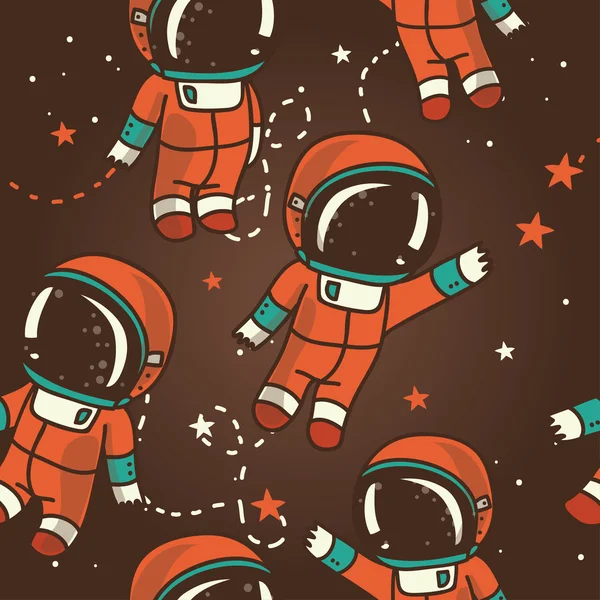 Cute doodle astronauts floating in space Stock Vector Image by ...