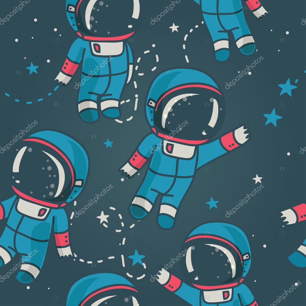 Cute doodle astronauts floating in space Stock Vector Image by ...