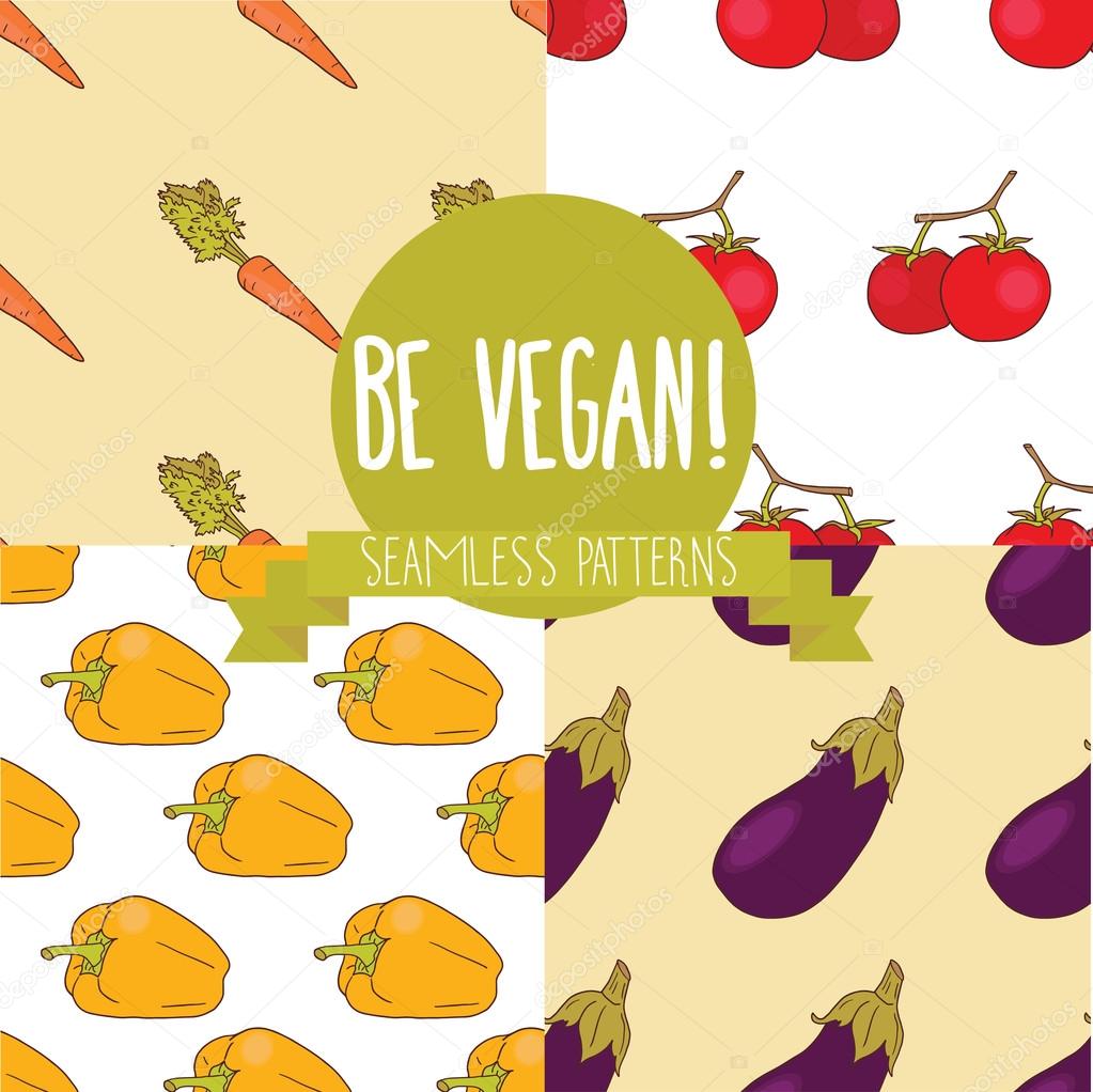 Set of four seamless textures with vegetables Stock Vector Image by ...