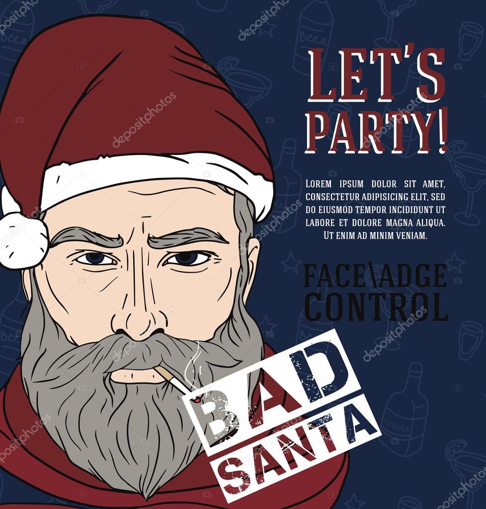 Party poster with bad santa Stock Vector Image by ©ghouliirina #88997512