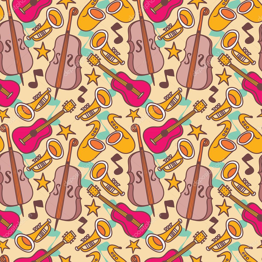 Seamless background with musical instruments Stock Vector Image by ...