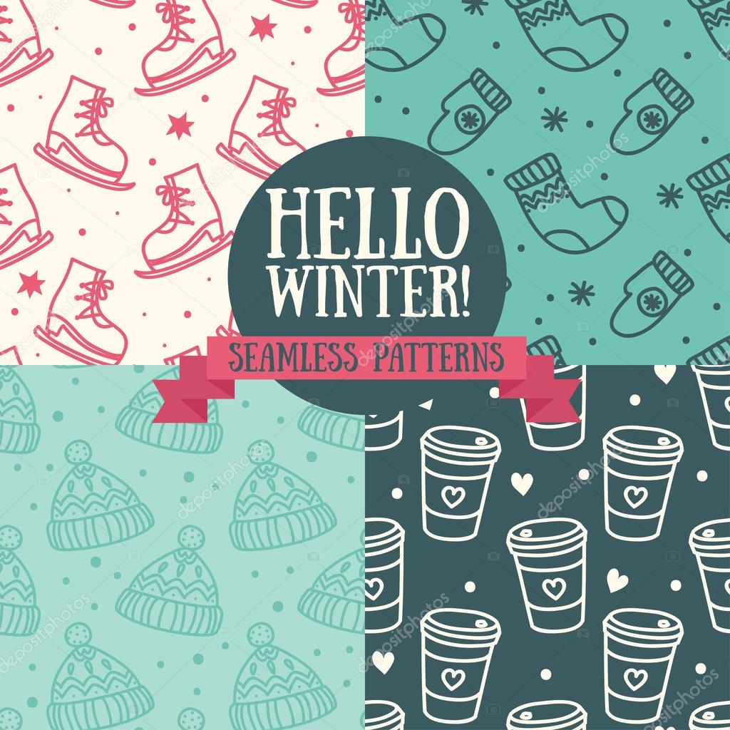 Set of seamless backgrounds for winter time Stock Vector by ...