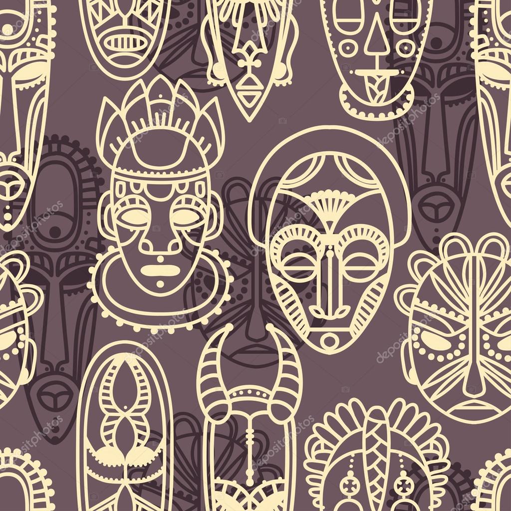 Seamless pattern with tribal african masks — Stock Vector © ghouliirina ...