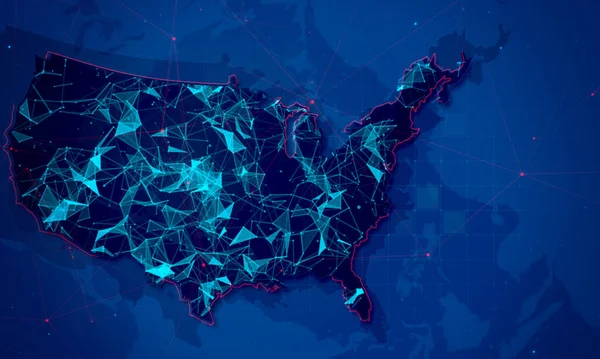 Abstract plexus network in USA Map. - Stock Image - Everypixel