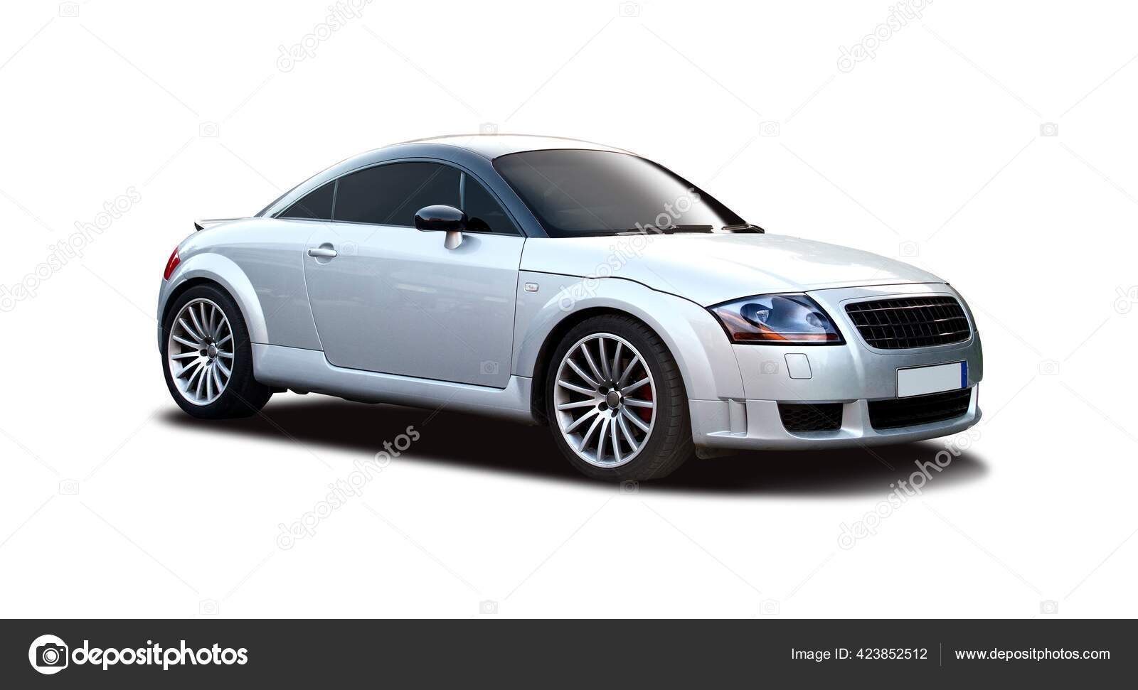 White Sport Coupe Car Side View Isolated White Backgound — Stock Photo ...