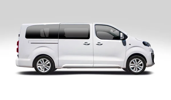 White Mini Bus Side View Isolated White Background — Stock Photo ...