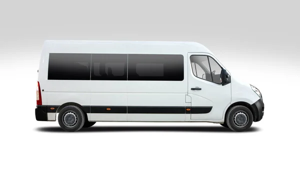 White Mini Bus Side View Isolated White Background — Stock Photo ...