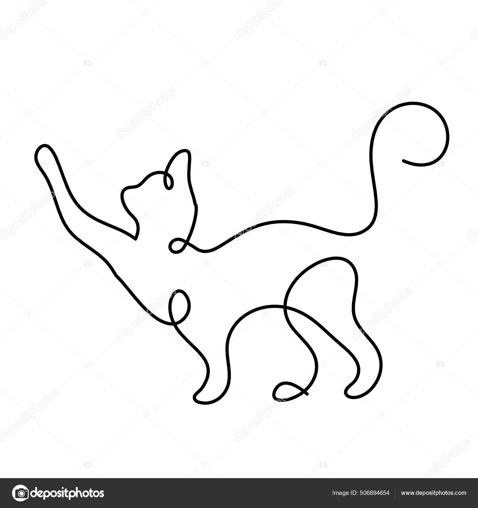 Silhouette Abstract Cat Line Drawing White Stock Illustration by ©sun ...