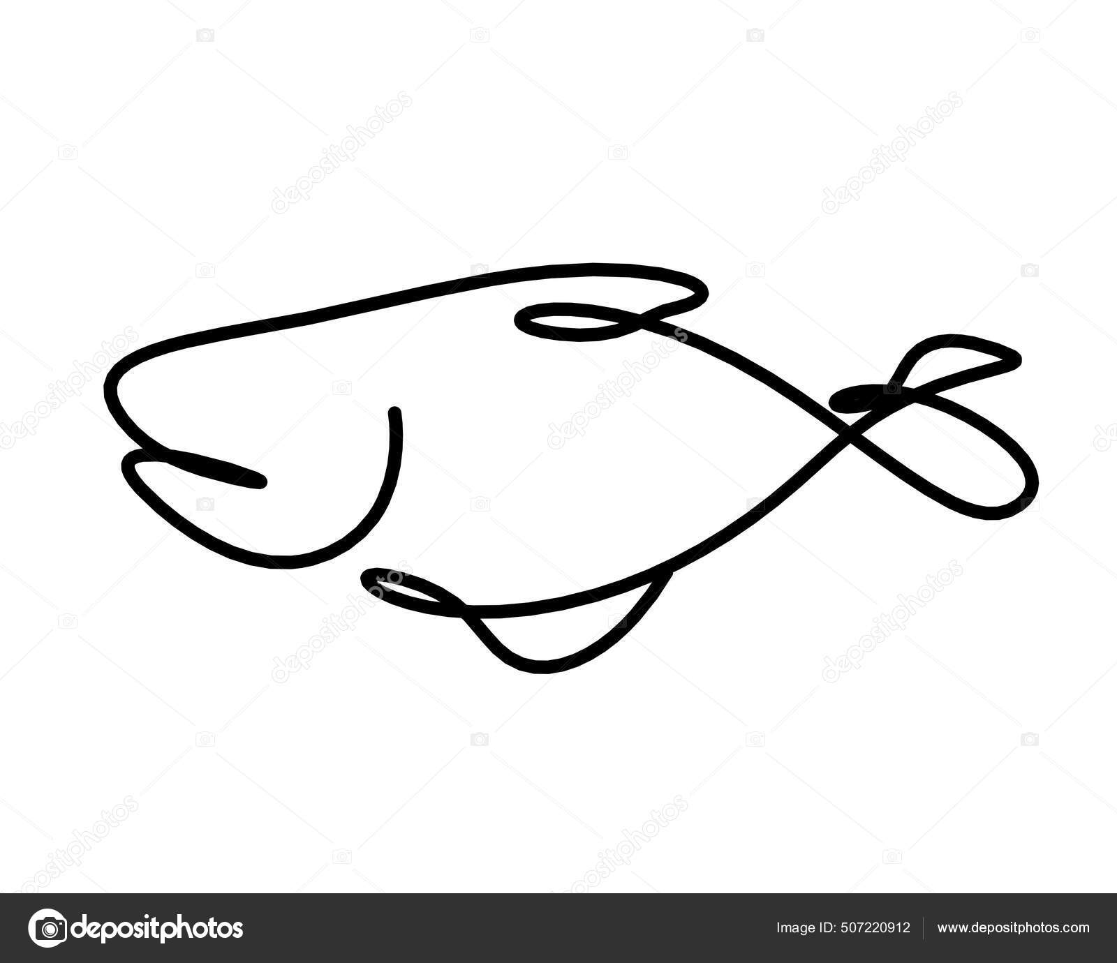 Silhouette Fish Line Drawing White Background Stock Vector by ©sun ...